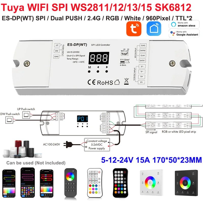 Tuya WiFi SPI RGB LED контроллер ES DP WT