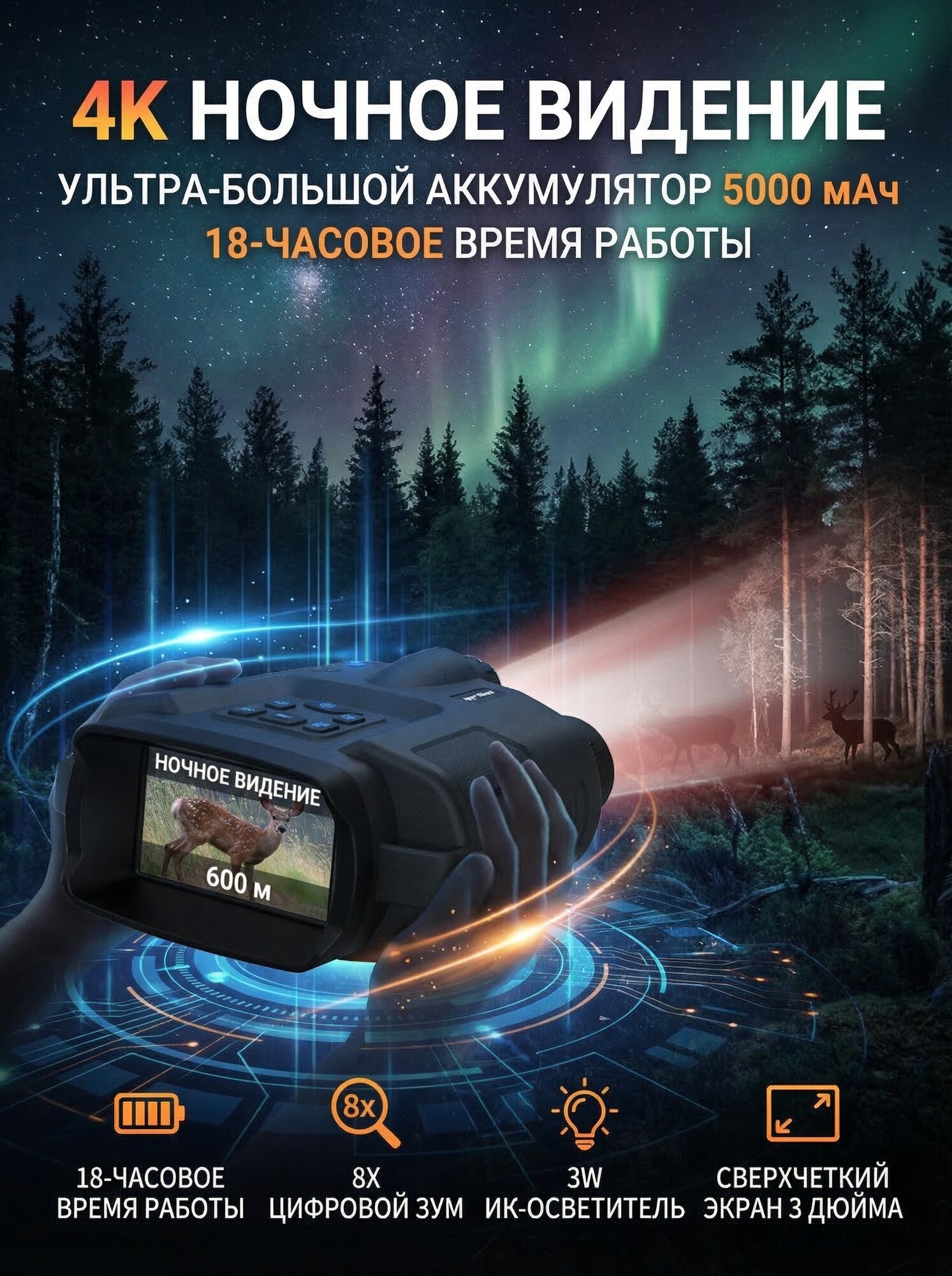 Прибор ночного видения для охоты и рыбалки, ччки ночного видения
