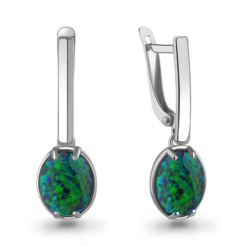 Серьги, серебро, 925 проба, опал синтетический