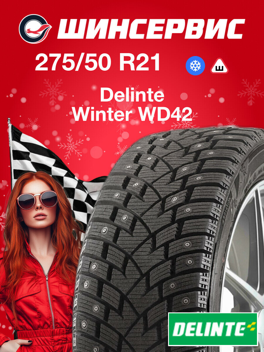 Зимняя шипованная шина Delinte Winter WD42 275/50 R21 113T, зимняя автомобильная резина