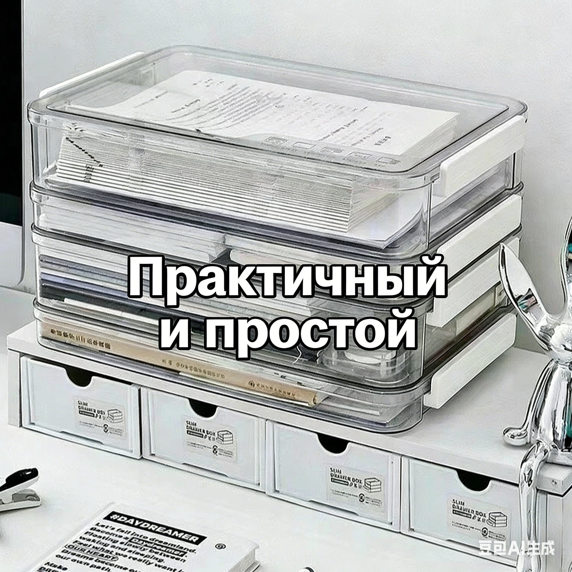 Утолщенный прозрачный ящик для хранения, пластик, 34* 23 * 6 см