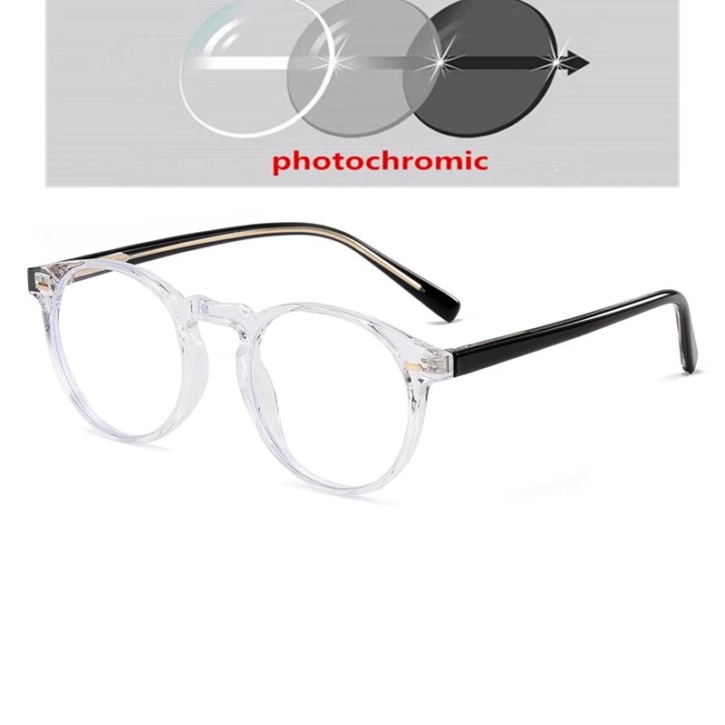 Фотохромные круглые очки GSBJXZ, серый C4, Custom Prescription
