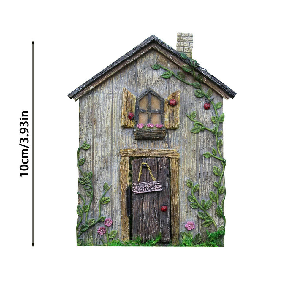 Yard fairy door деревянный декор с деревом мотив для сада и веранды серый