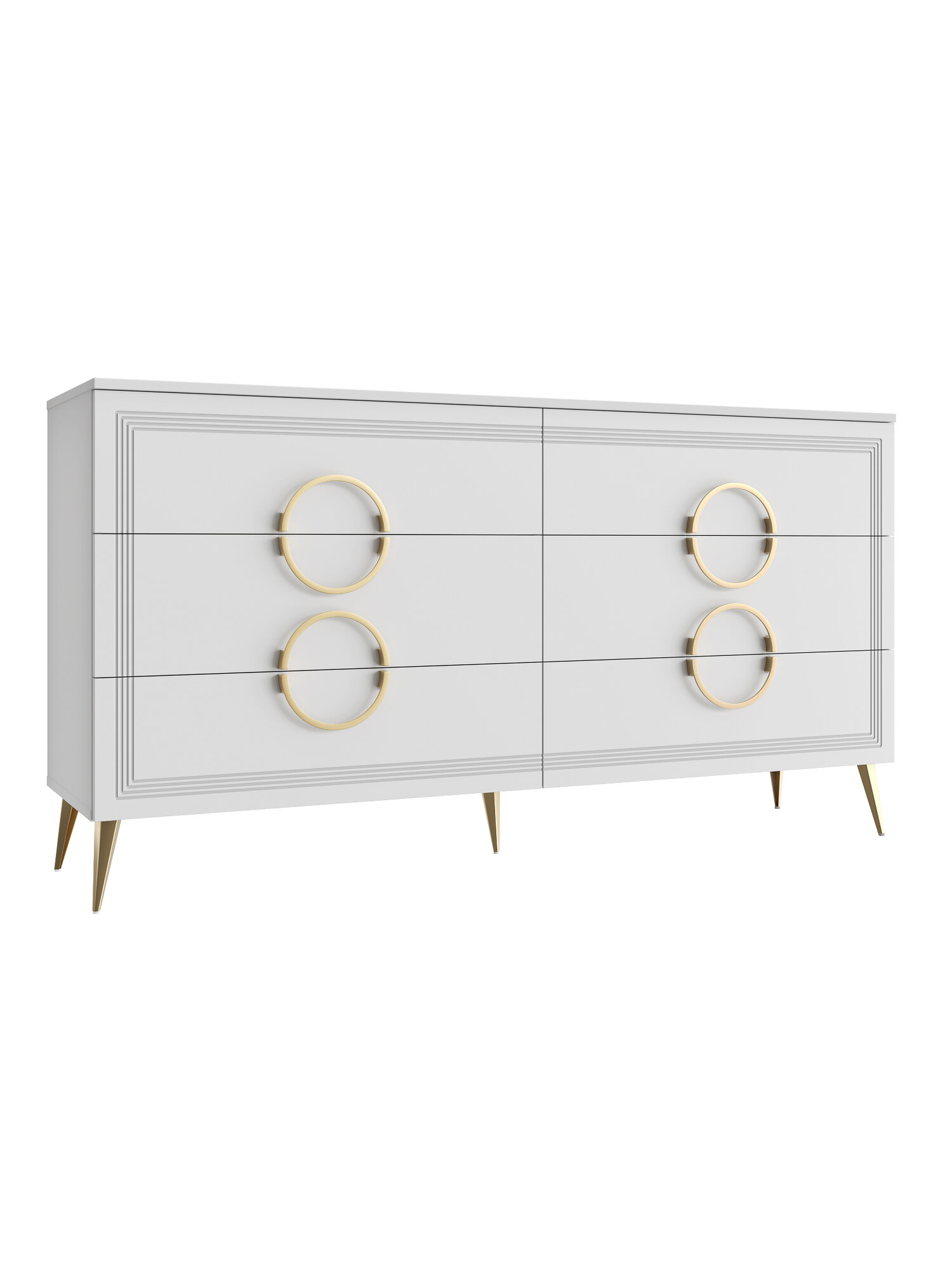 Compass комод Оливия ОЛ-07, 150х40.5х80, белый бриллиант/бланж, ЛДСП/МДФ