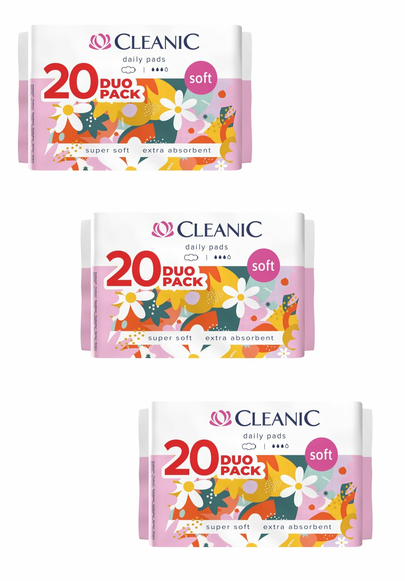 Прокладки Cleanic Soft гигиенические (день 3*) 20 шт 3упаковки