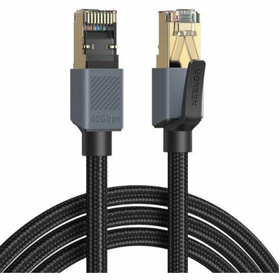 Кабель Ugreen NW343 Cat8 F/FTP Ethernet, 2м, черный(85370)