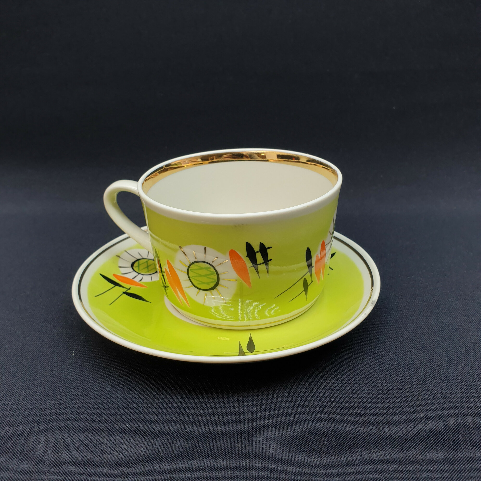 Винтажная чайная пара Полонский з-д, фарфор 200мл, СССР