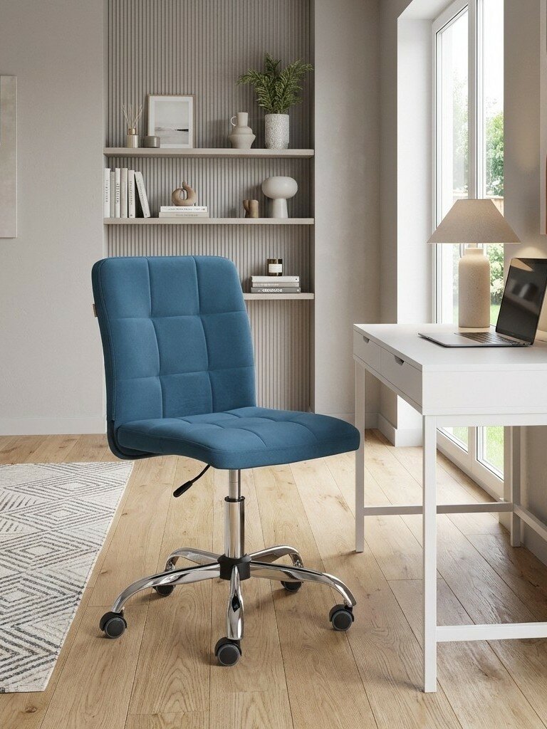 Компьютерное кресло TetChair, обивка велюр синее, регулировка высоты, максимальная нагрузка 100 кг