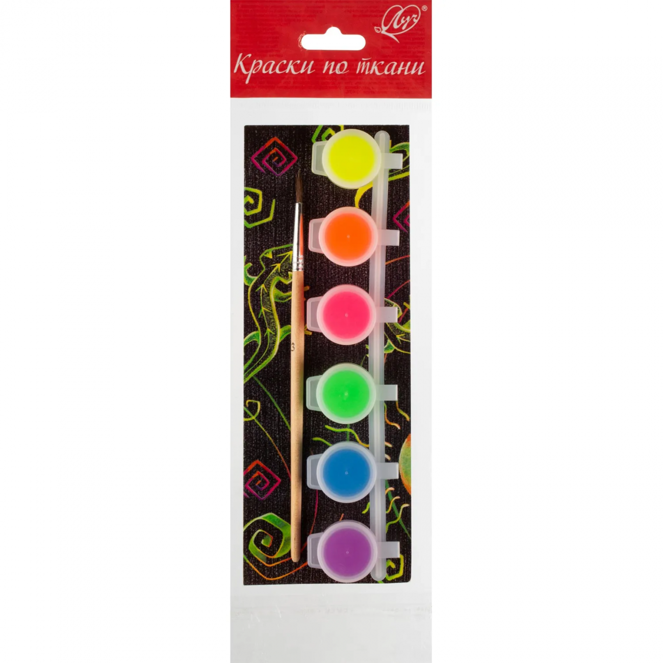 Краски по ткани флуоресцентные 6 цв. в блок-таре, 5 мл 32С 2147-08 набор Луч 2276007