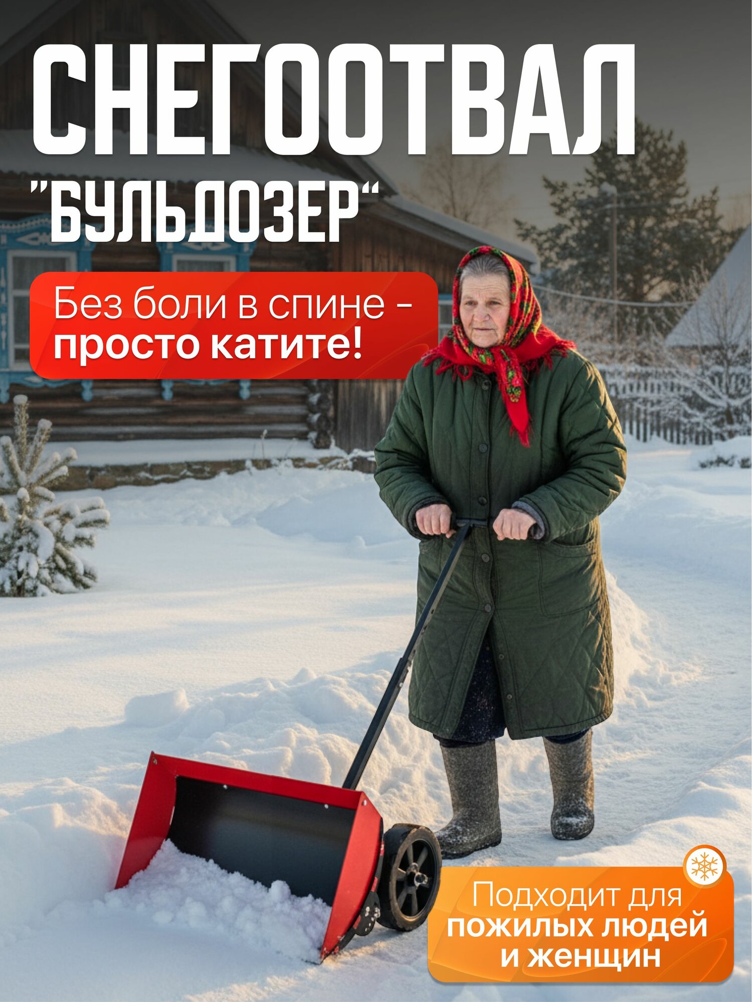 Снегоотвал "Бульдозер" - лопата для уборки снега на колесах