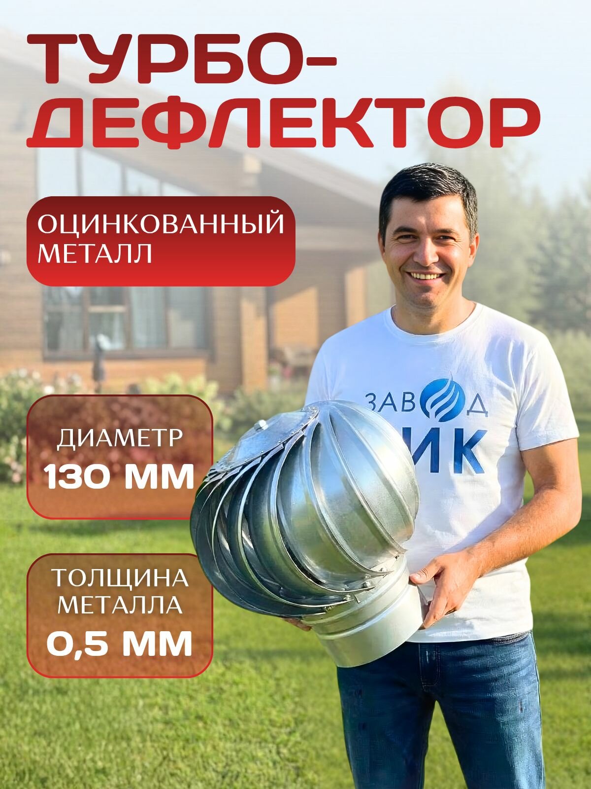 Турбодефлектор 130, труба нержавейка, дефлектор для вентиляции на трубу, оцинкованный металл