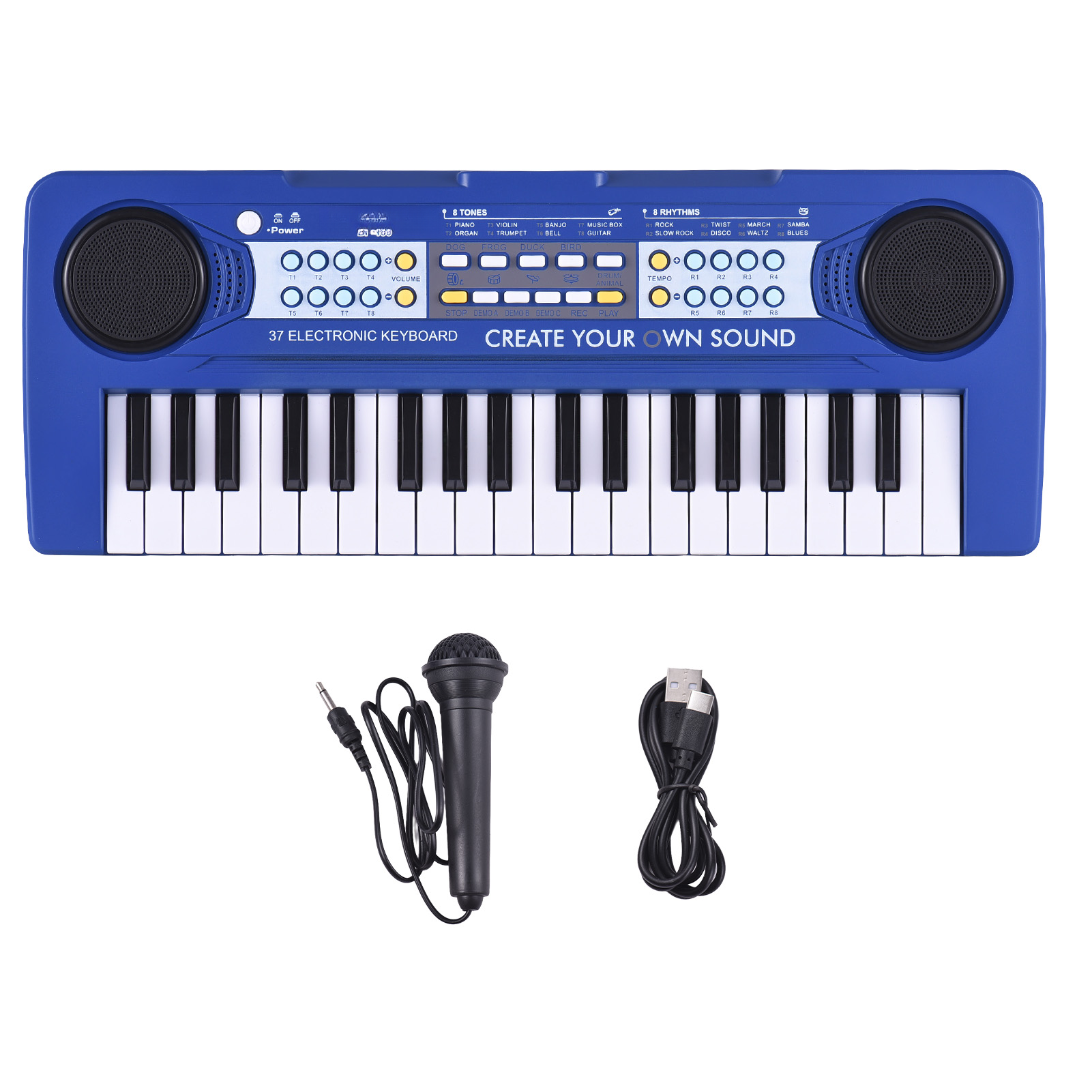 Электронный Синтезатор для Начинающих: 37 Клавиш, 8 Тембров и Ритмов, Портативная Клавиатура - Многофункциональный Инструмент с Микрофоном Электронное Пианино for Детей и Обучения