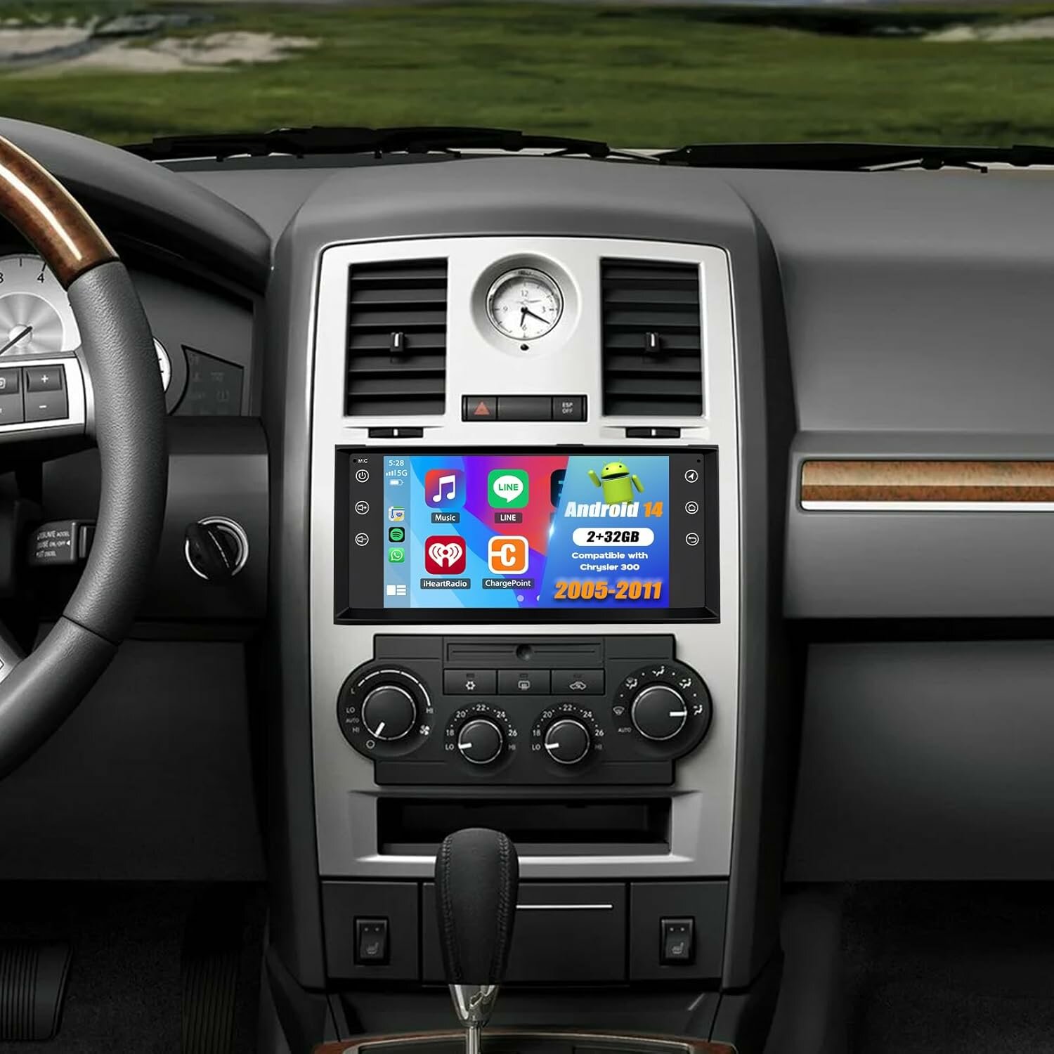 Обновленная автомобильная стереосистема с Android 14, двойной Din, радио для Chrysler 300 2005-2010, 2G + 32G,