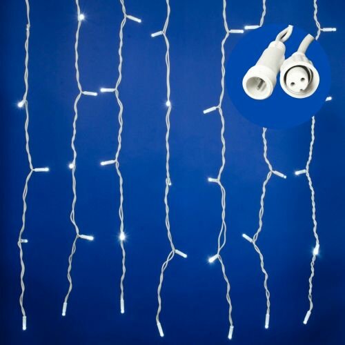 Занавес светодиодный с эффектом мерцания соедниняемый Uniel ULD-C1515-160-TWK WHITE IP67 1,5х1,5м. 160 светодиодов. Белый свет. Провод белый, UL-00001355