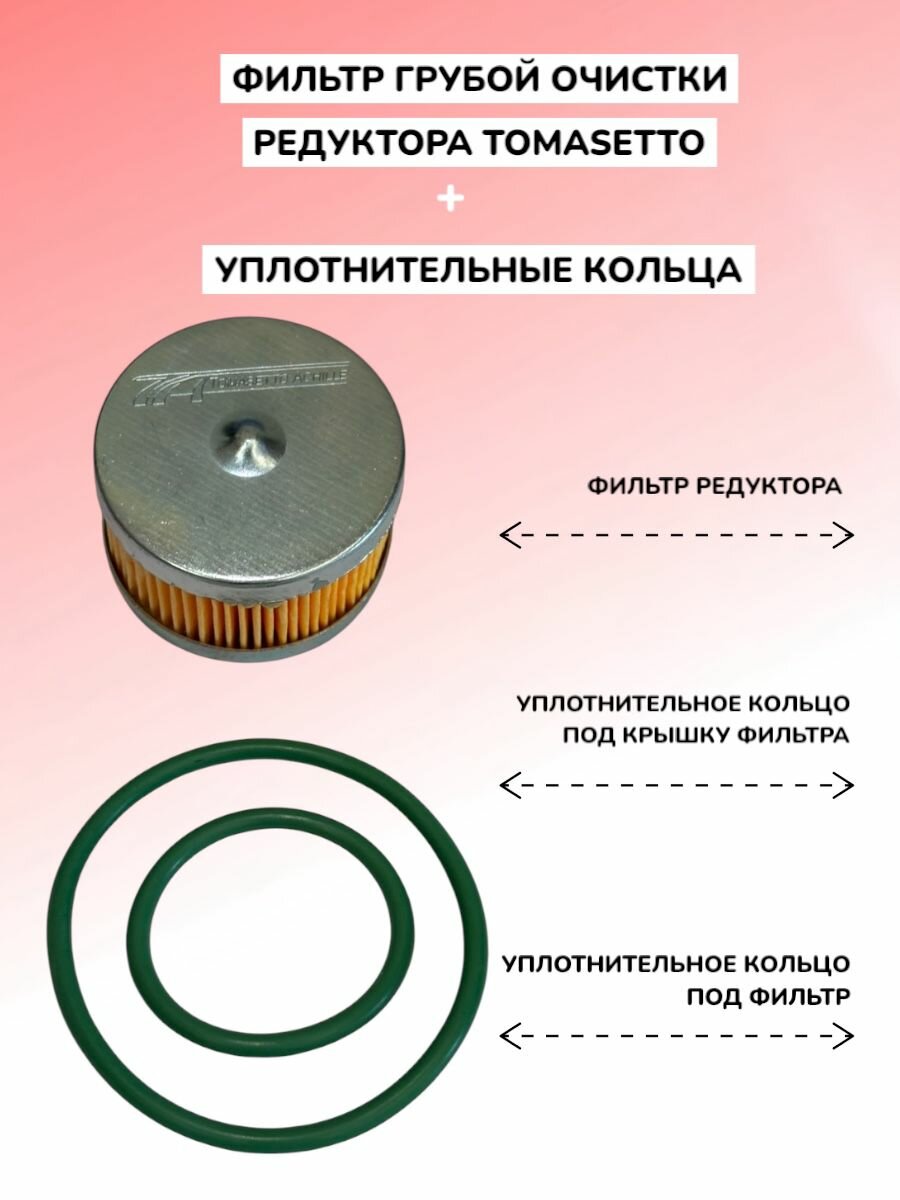 Фильтр газовый ГБО для редуктора Tomasetto с кольцами