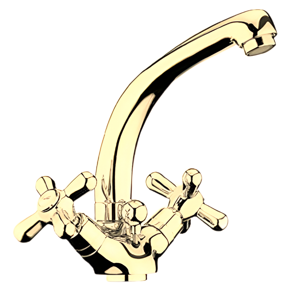 Смеситель для умывальника Armony AM700302010, латунь, золото, двухрычажный, Webert, Италия