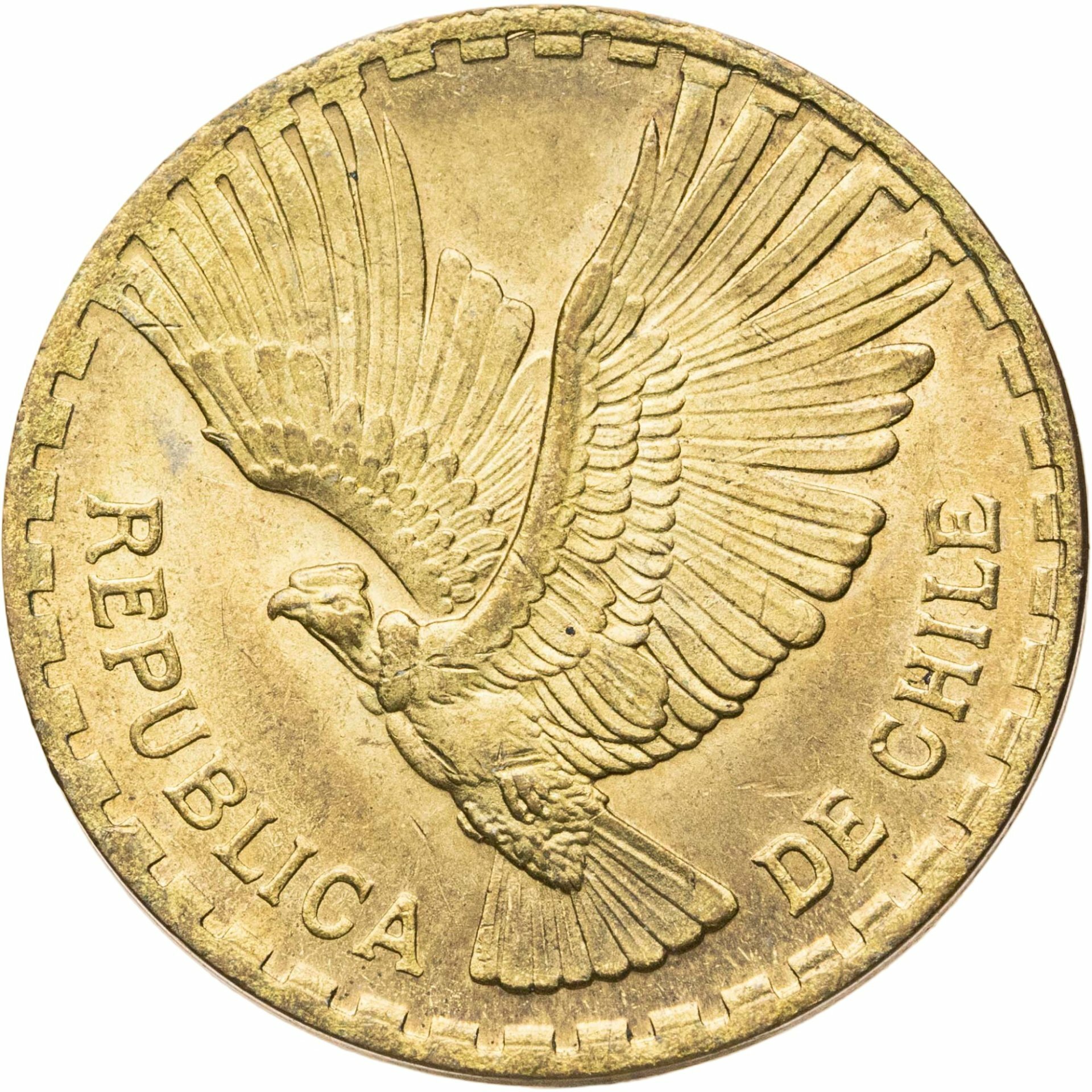 Чили 10 сентесимо centesimos 1965, Бронза, в сохранности XF-AU