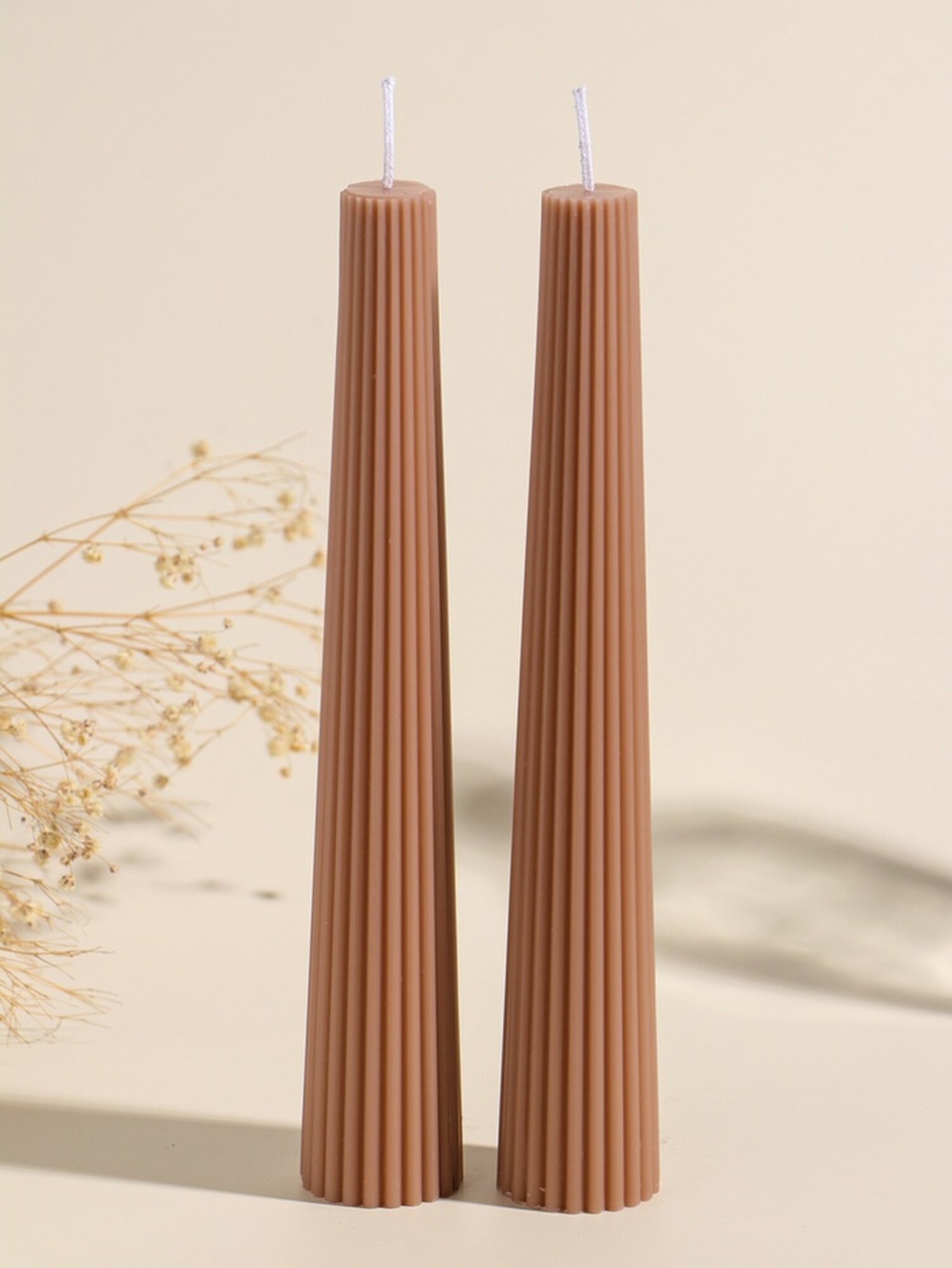 Набор свечей, 3.5×23 см, 2 шт. «Башня», корица, р. 4×9.5×25 см