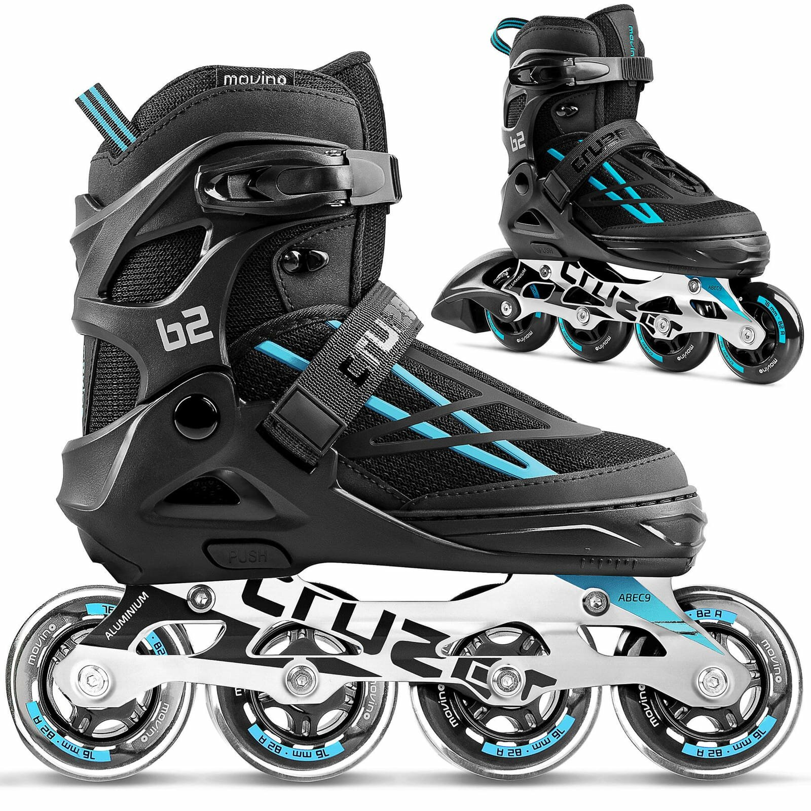 DECATHLON роликовые коньки регулируемые фитнес для детей Movino Cruzer B2, синий, размер 38/41, максимальная нагрузка 100 кг