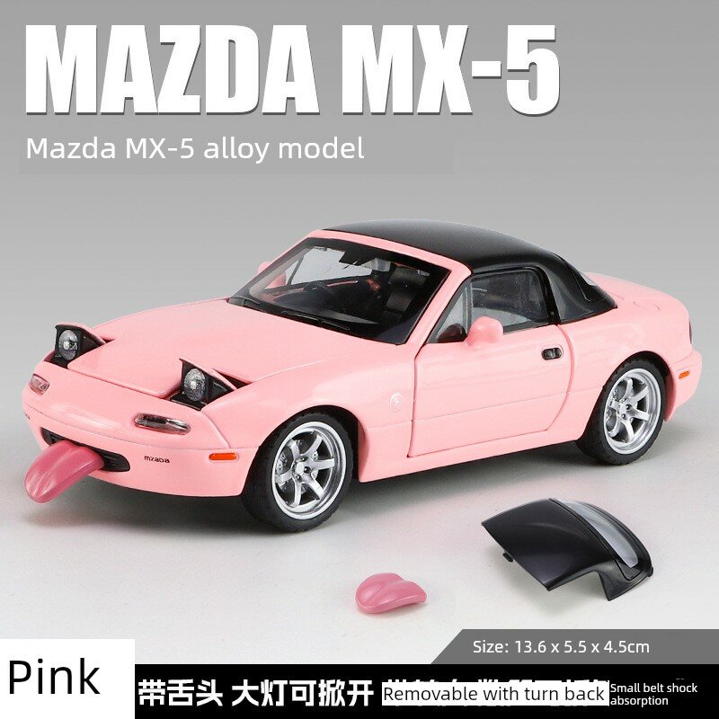 Подлинная модель автомобиля Mazda MX-5 JDM из сплава, розовый цвет, масштаб 1:18 для мальчиков