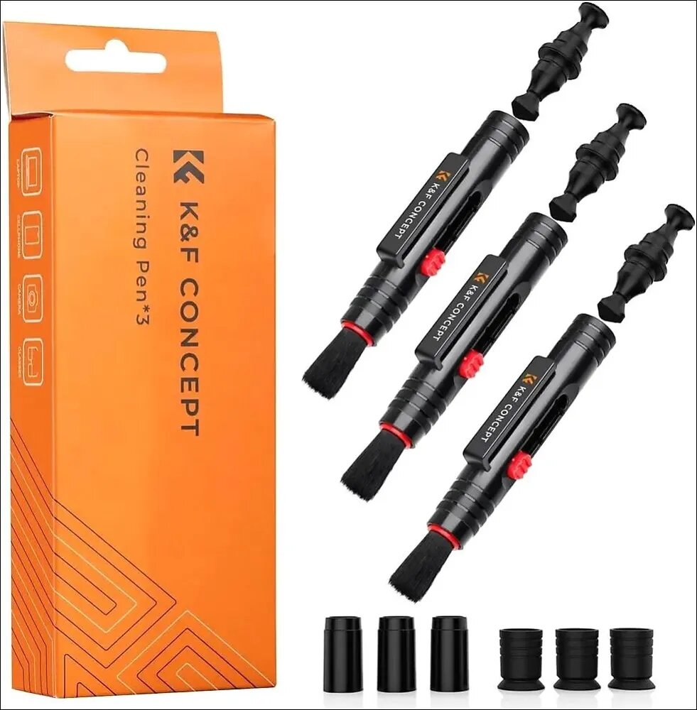 Чистящие карандаши для оптики с двойной насадкой бережная очистка линз и объективов, набор 3 штуки, сухая и влажная чистка