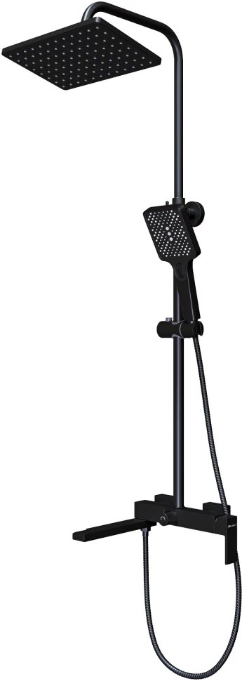Душевая система Knotlor Stable KN-23/BL 280x190 мм, со смесителем, черный матовый