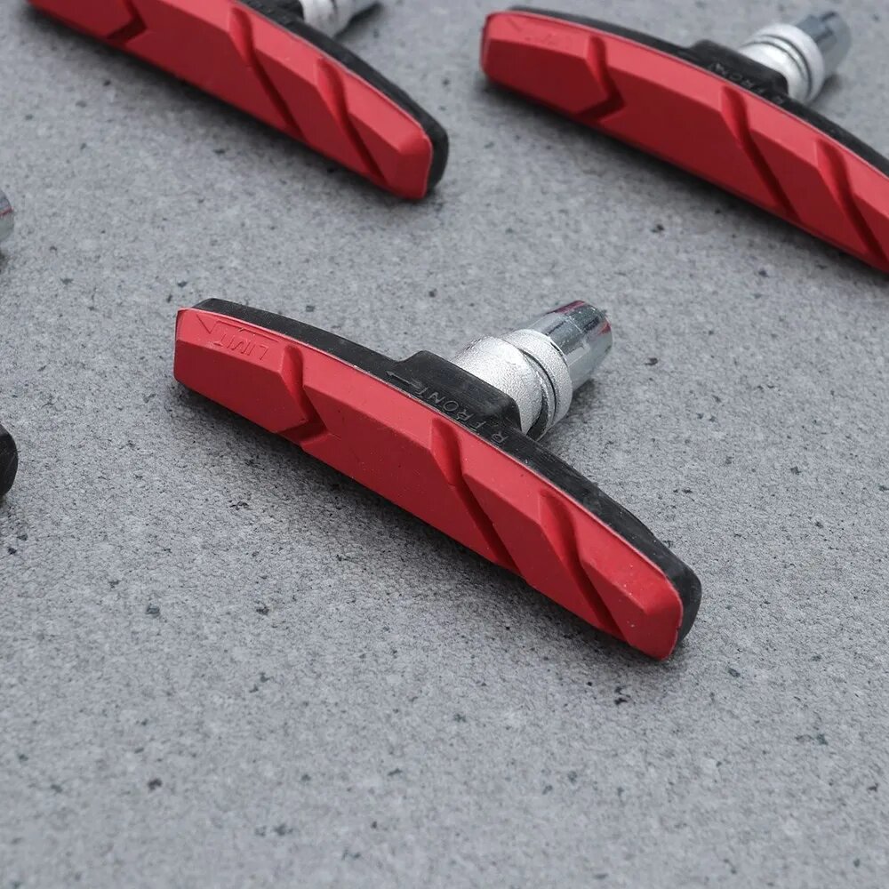 Тормозные колодки с алюминиевыми вставками для велосипедов, красные, комплект из 2 пар