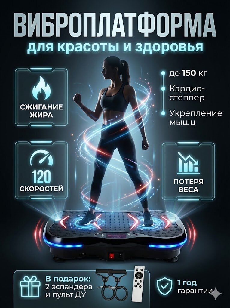 Виброплатформа для похудения тренажер до 200 кг С блютуз，регулировка амплитуды, 49 программ