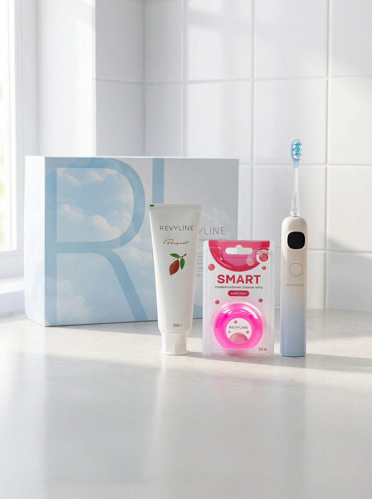 Подарочный набор Revyline Special Color Edition Cloud Dancer № 2 (электрическая зубная щетка + паста + нить)