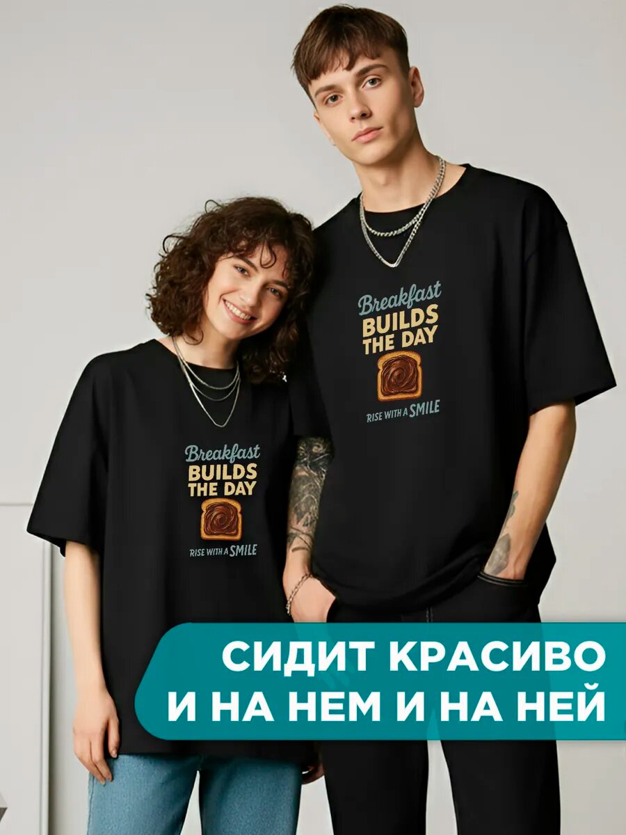Футболка PRINTSHOT, 1 шт., размер M, черный — фото 1