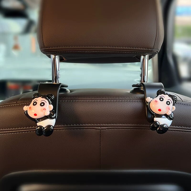 Крючок для автомобиля на заднюю спинку сиденья с дизайном панды Shinchan, 2 крючка для хранения в салоне автомобиля