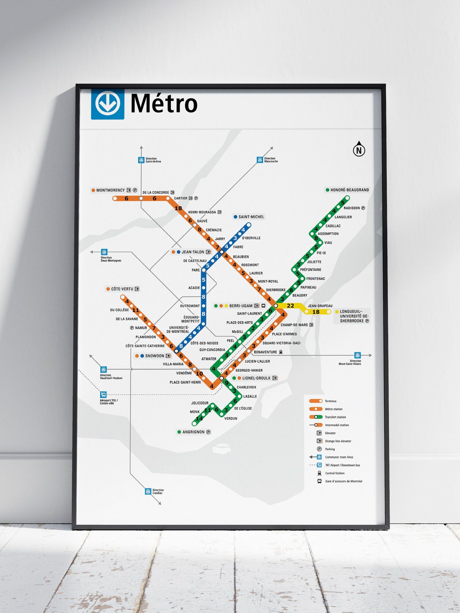 Плакат на стену для интерьера Метро (Метрополитен Монреаль - Montreal Metro) - Постер по городской инфраструктуре формата A4 (21x30 см)