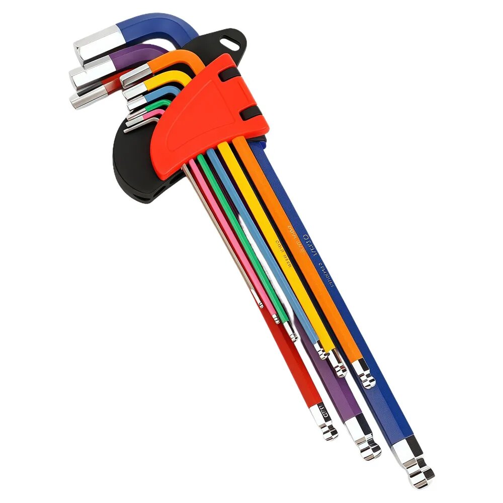 Набор шестигранных ключей с уникальной цветовой маркировкой легированная сталь угловой дизайн для доступа в узкие пространства