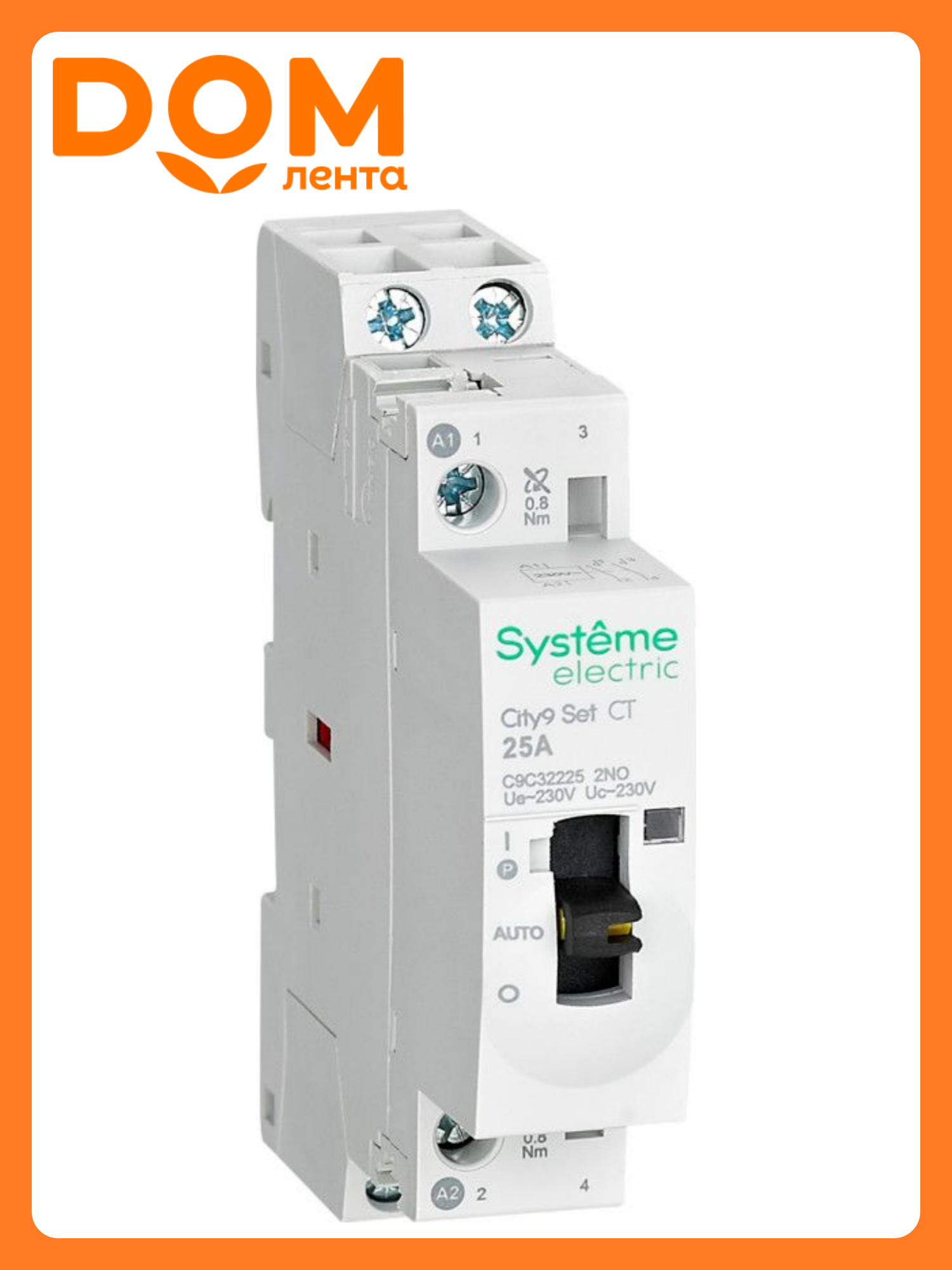 Контактор Systeme Electric City9 Set SE C9C32225, 25A, 2NO, IP20, 18мм