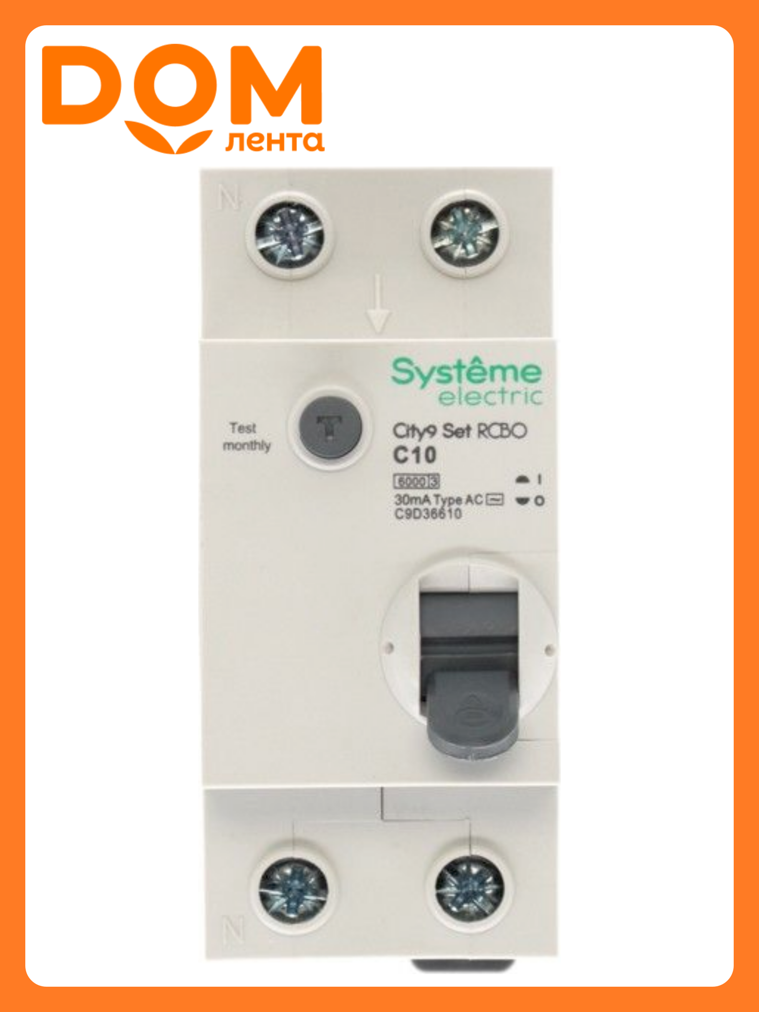 Выключатель АДТа City9 Set (АВДТ) 1P+N C 10А 6кА 30мА Тип-AС 230В SE C9D36610