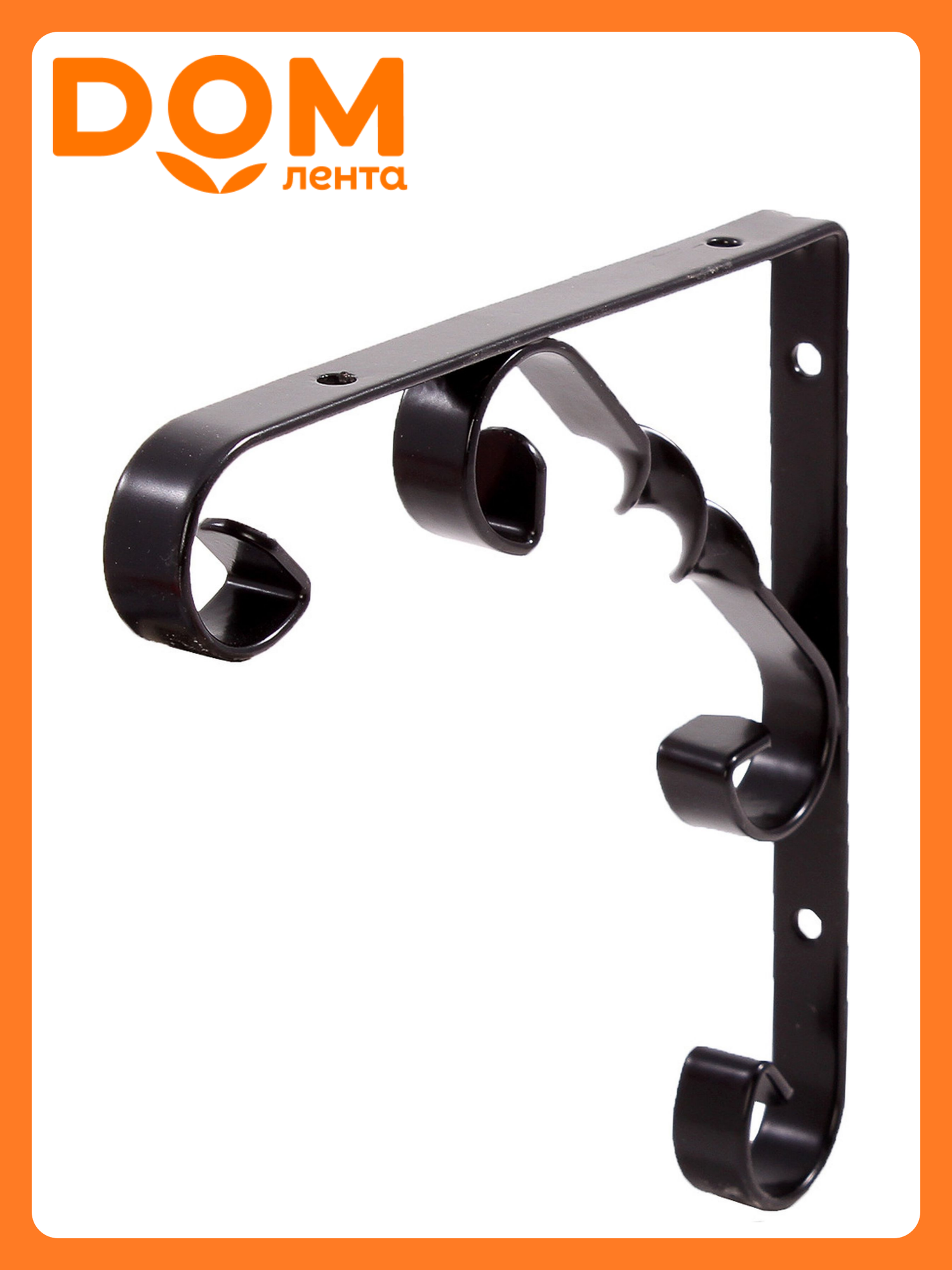 Кронштейн для полки Larvij "Орнаментал", металл, черный, 10x10x1,3 см