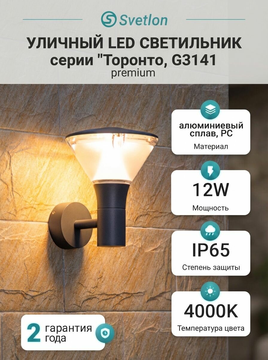 Уличный светильник бра настенный Торонто G3141 LED
