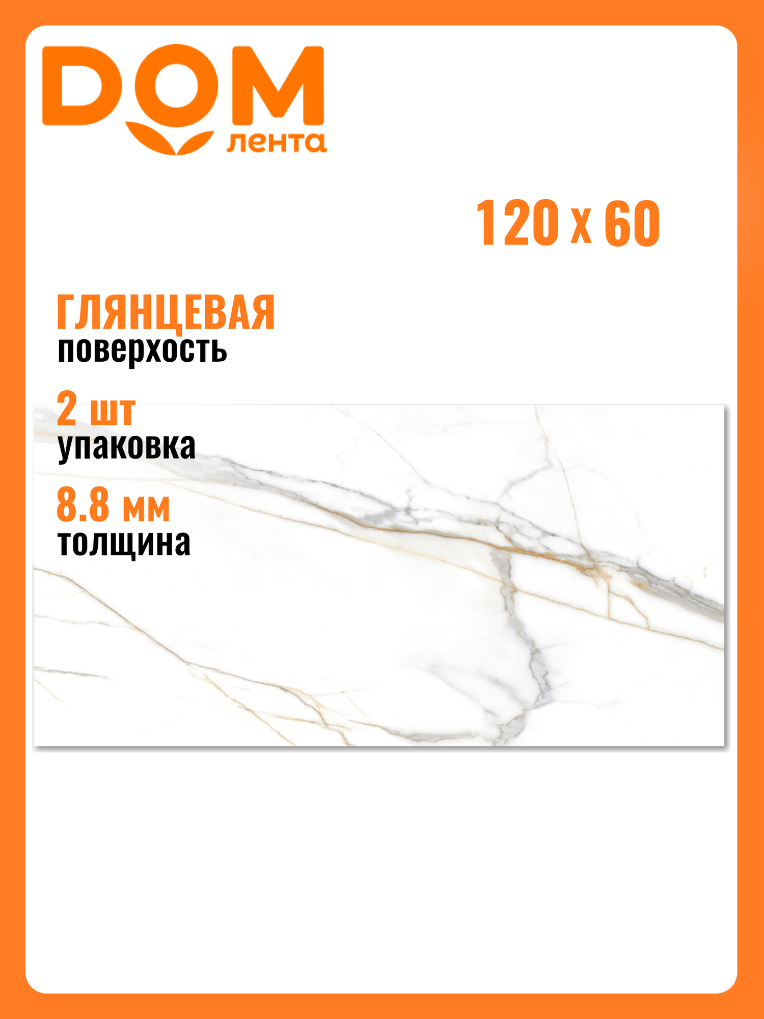 Керамогранит AB Gres Roma Grigio Glossy 60X120 см 1,44 м²