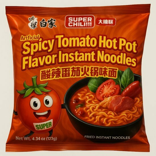 Лапша быстрого приготовления Baixiang со вкусом острого томата 123 г