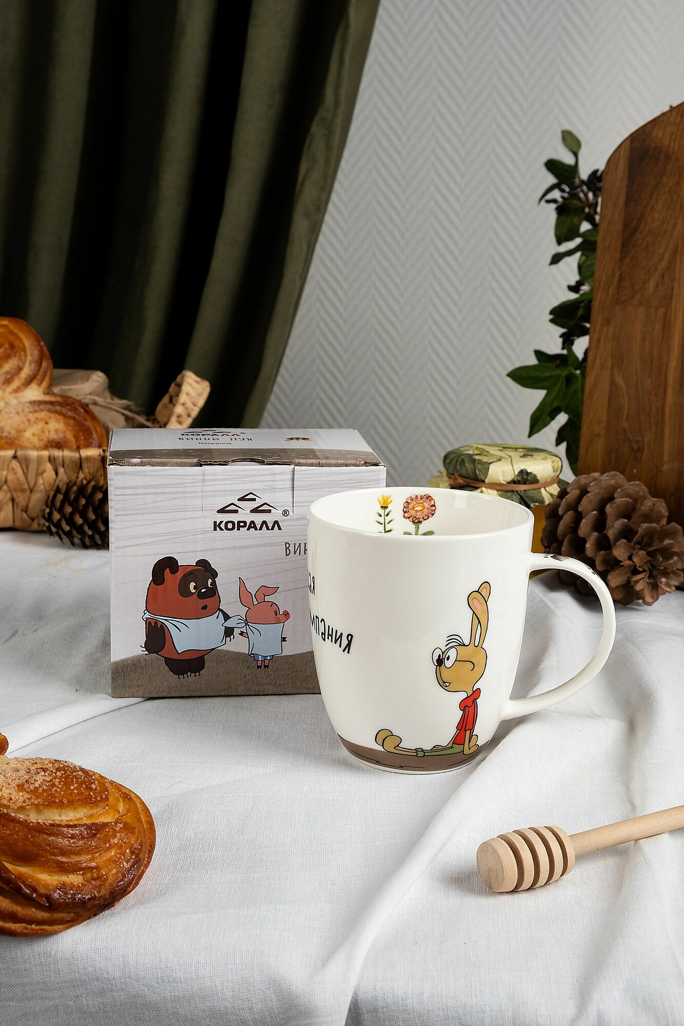 Кружка фарфор "Винни Пух" в подарочной упаковке "Подходящая компания" Коралл
