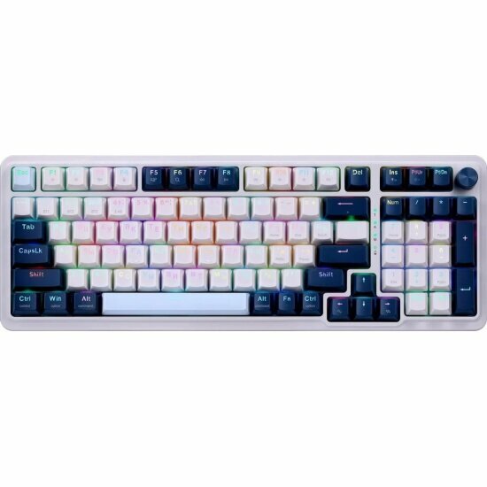 Беспроводная клавиатура Redragon Eisa Pro (Эйса Про) RU, RGB, бел/син, BT+2.4, гаск