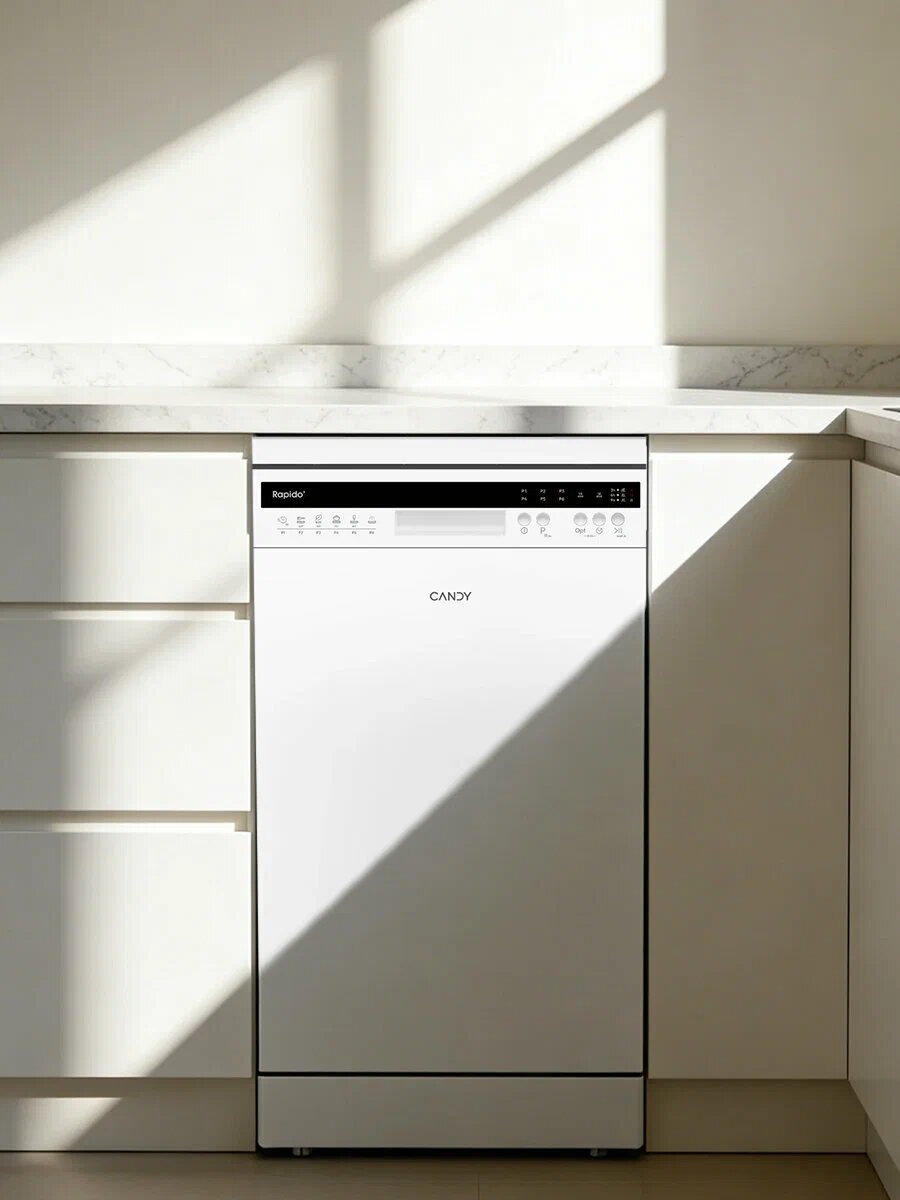 Посудомоечная машина Candy Rapido CF 4A7E0W-08, 60 см, 14 комплектов посуды, 6 программ мойки