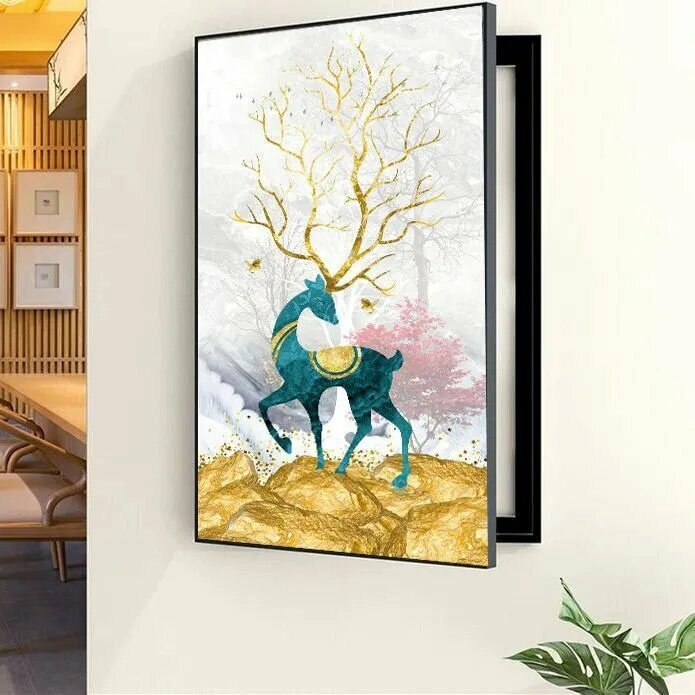 Картина-панель для электросчетчика 50x60 см Вертикальная установка, абстрактный дизайн Боковое открывание