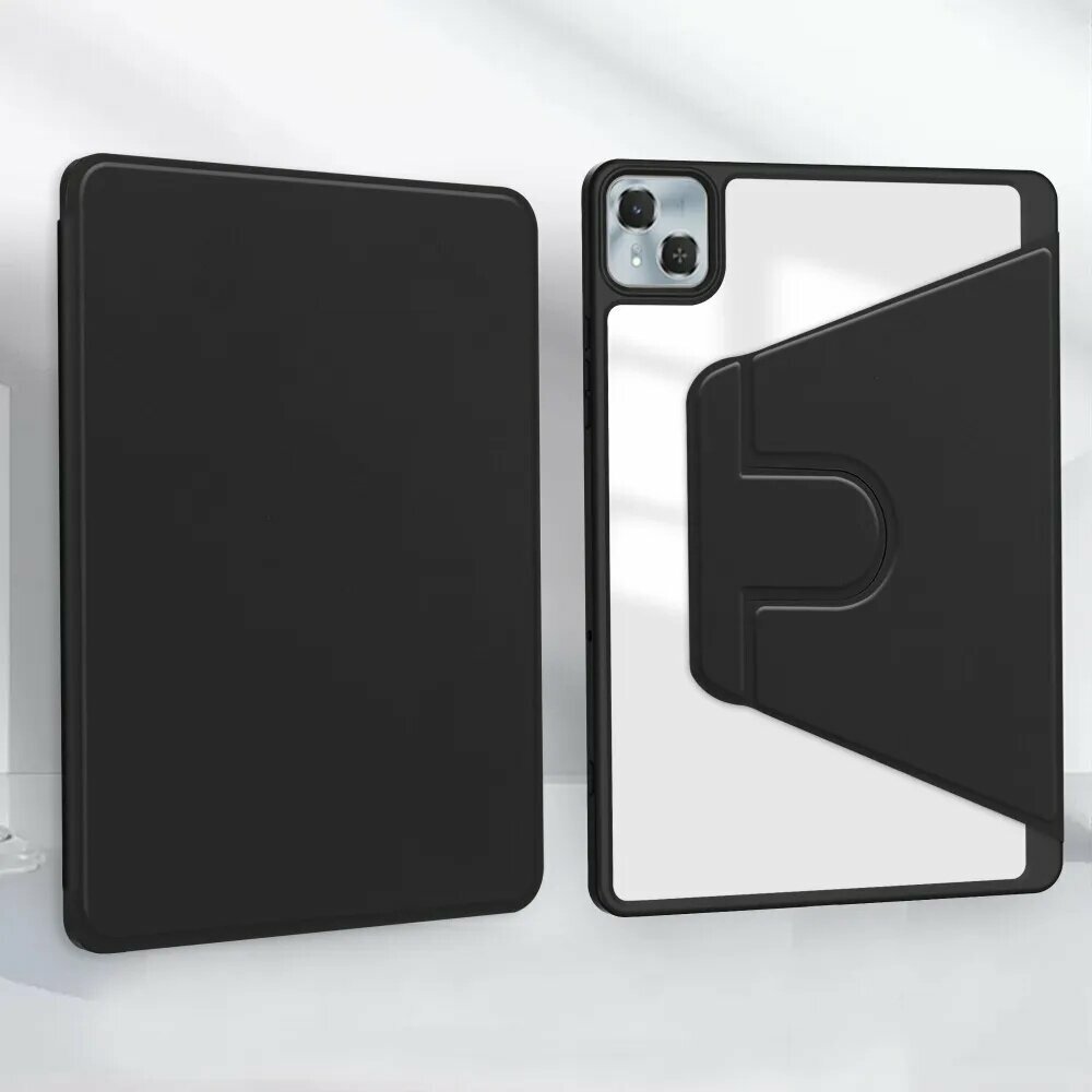 Чехол для Tecno MegaPad SE 11 /Техно МегаПад SE 11" , Чехол с отделением для ручки и вращающейся подставкой, искусственная кожа + прозрачный акрил