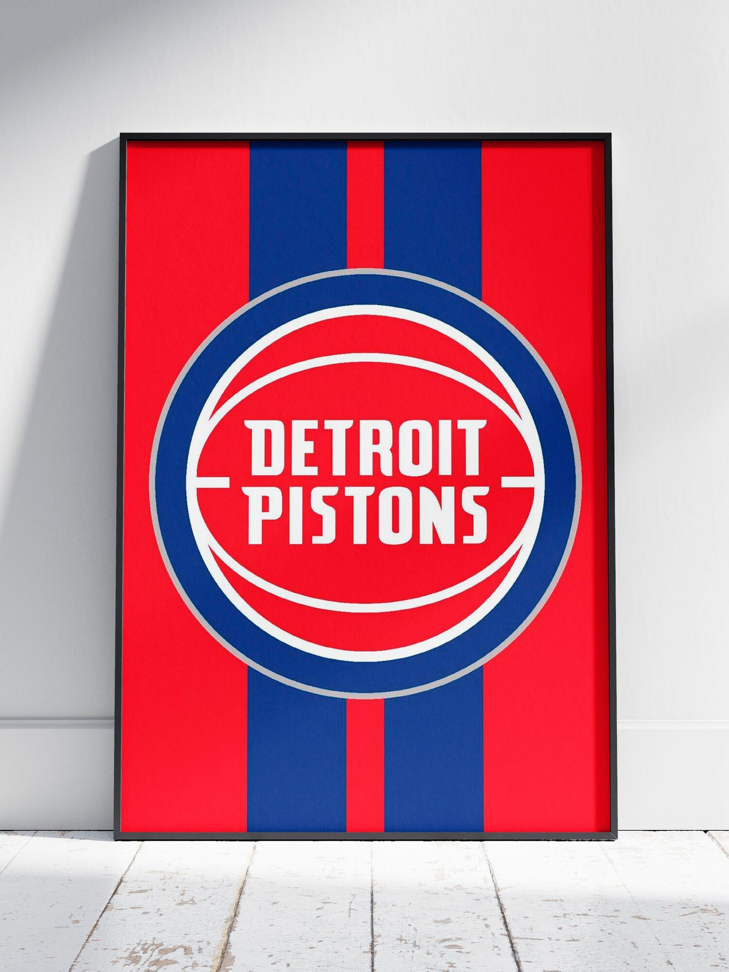 Плакат на стену для интерьера Команды Баскетбол (Детройт Пистонс - Detroit Pistons 3) - Постер по спорту и физической активности формата A3 (30x42 см)