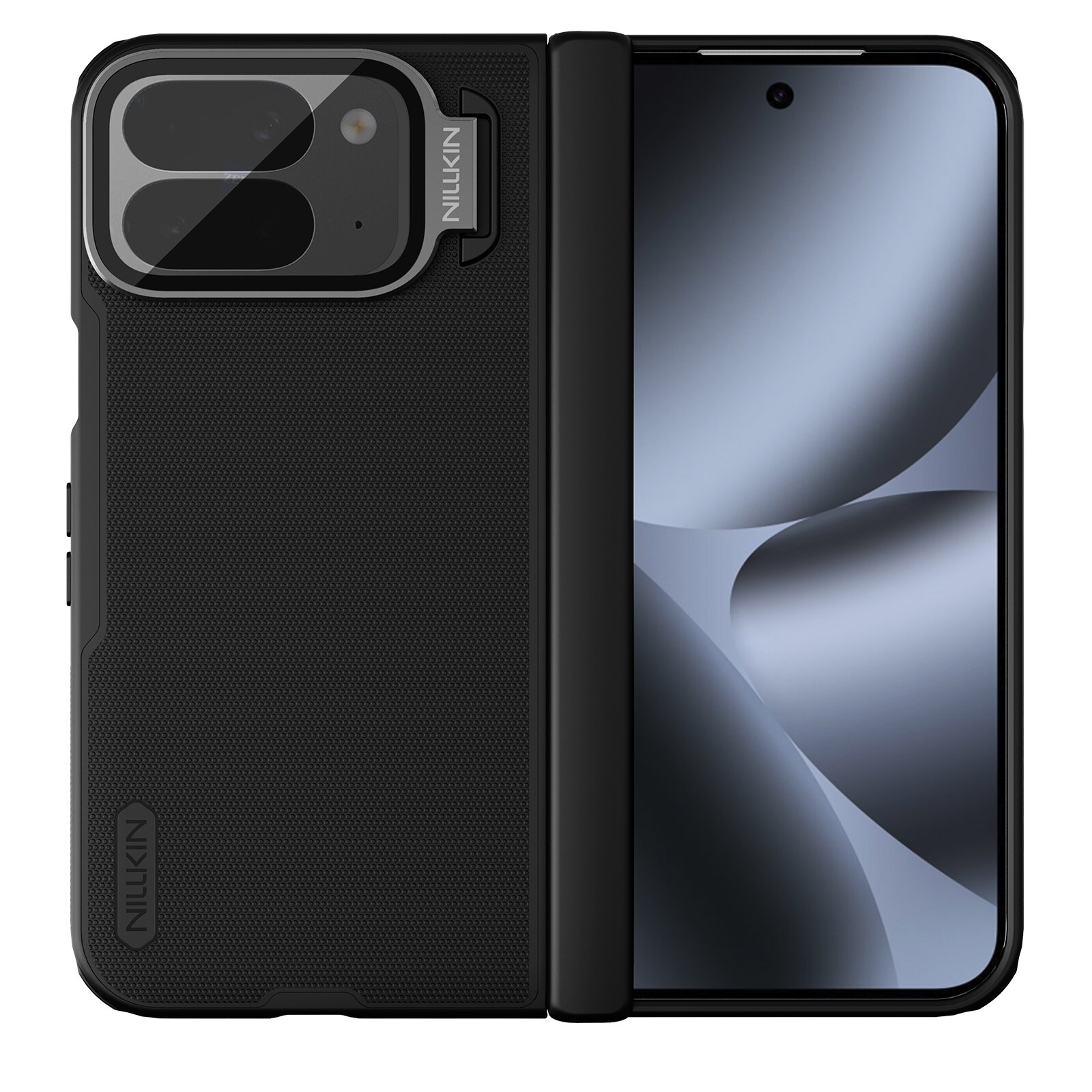 Чехол с MagSafe на Google Pixel 10 Pro Fold, серия Super Frosted Shield Prop Magnetic (версия с прозрачной откидной крышкой объектива) от Nillkin