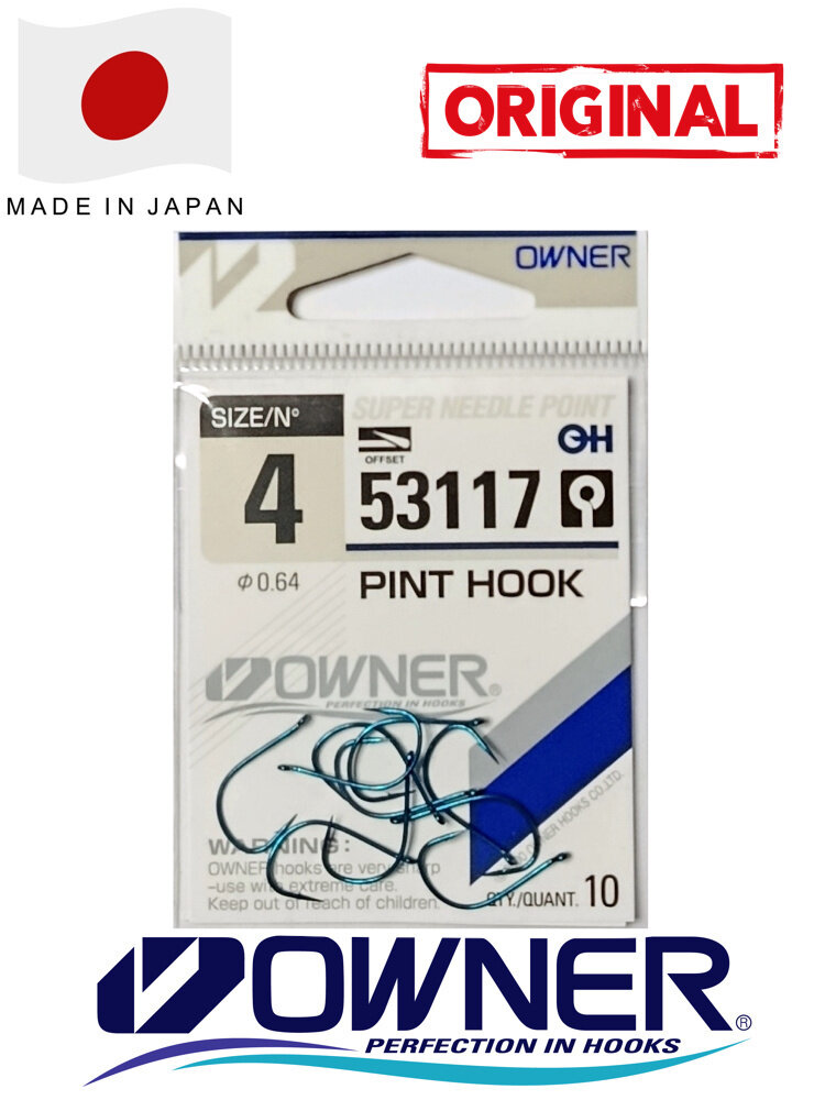 Крючки OWNER 53117 №4 PINT HOOK / Крючок, Овнер, одинарные для рыбалки.