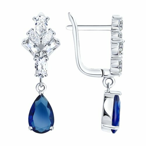 Серьги, серебро, 925 проба, родирование, фианит