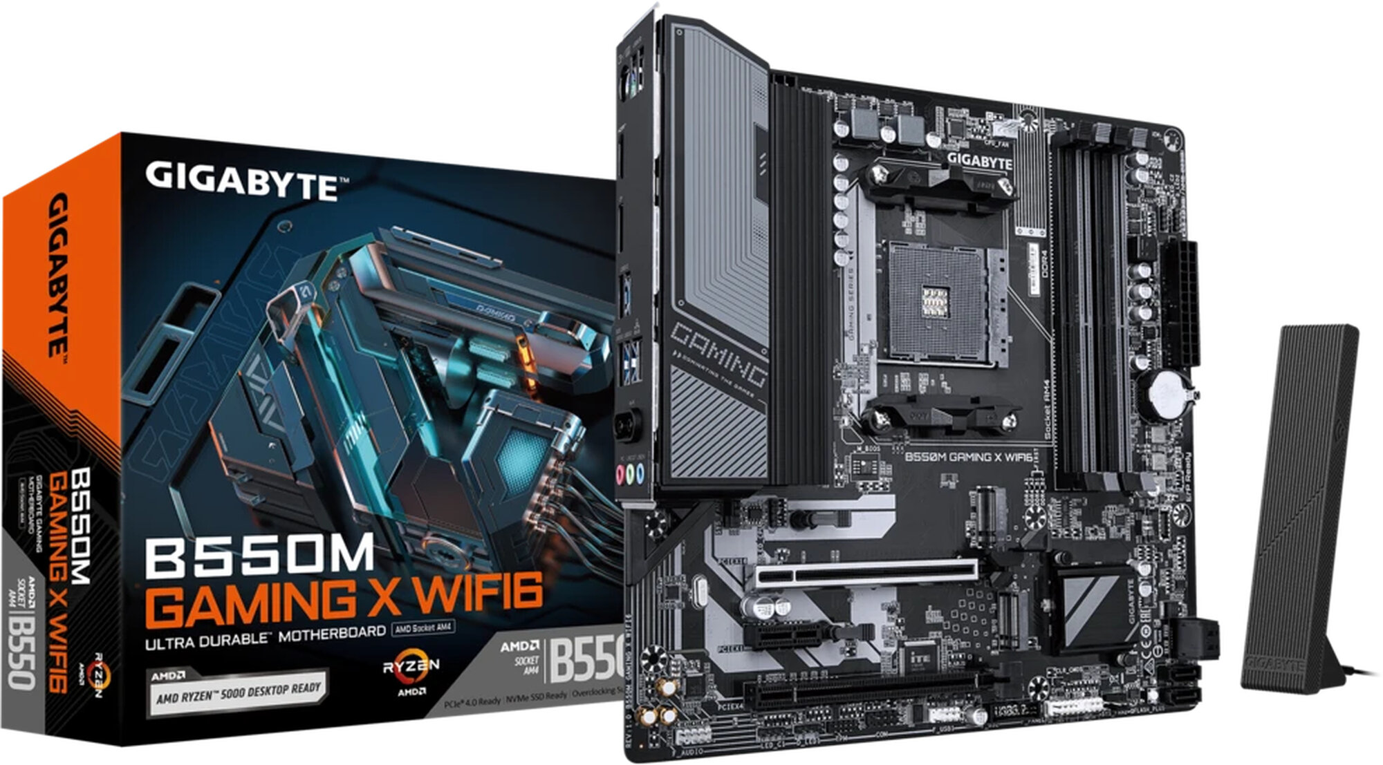Материнская плата GIGABYTE B550M GAMING X WIFI6 (Socket AM4/AMD B550/4xDDR4/2xPCI-Ex16/2xM.2/SB7.1/GLAN/DP/HDMI/mATX)