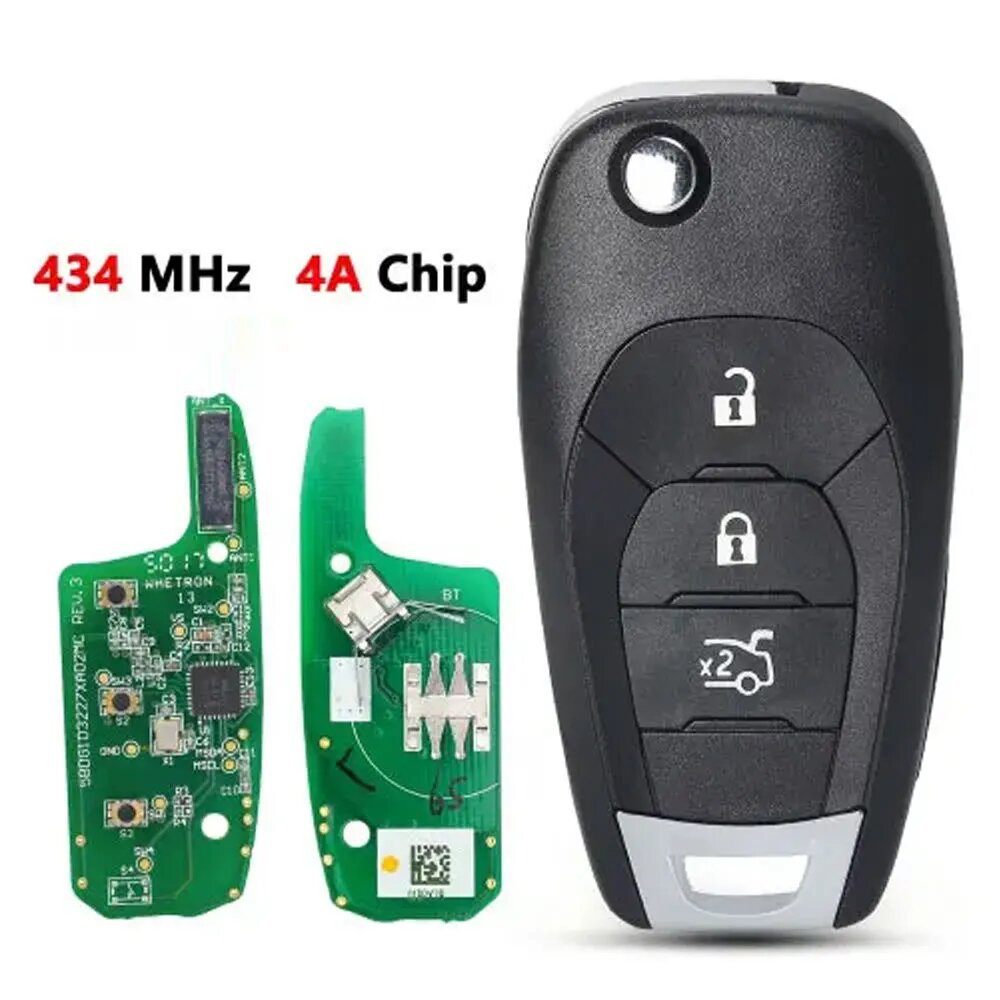 XRNKEY 433.92Mhz FSK 4A Chip Car Remote Flip Key Dla Chevrolet Cruze 2015 Cavalier Trax Sonic Spark 2019+ Oryginalna PCB